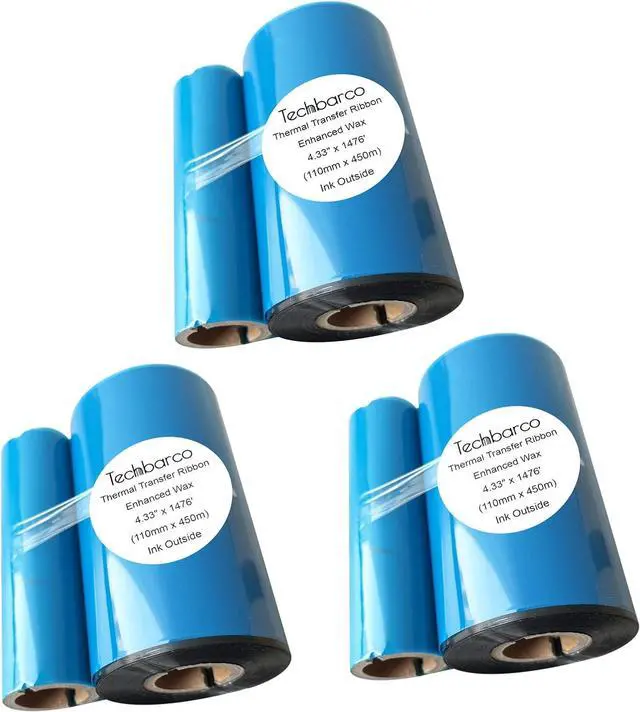 3 Rolls 4.33" x 1476'(110mmx450m) Premium Enhanced Wax Thermal Transfer ...