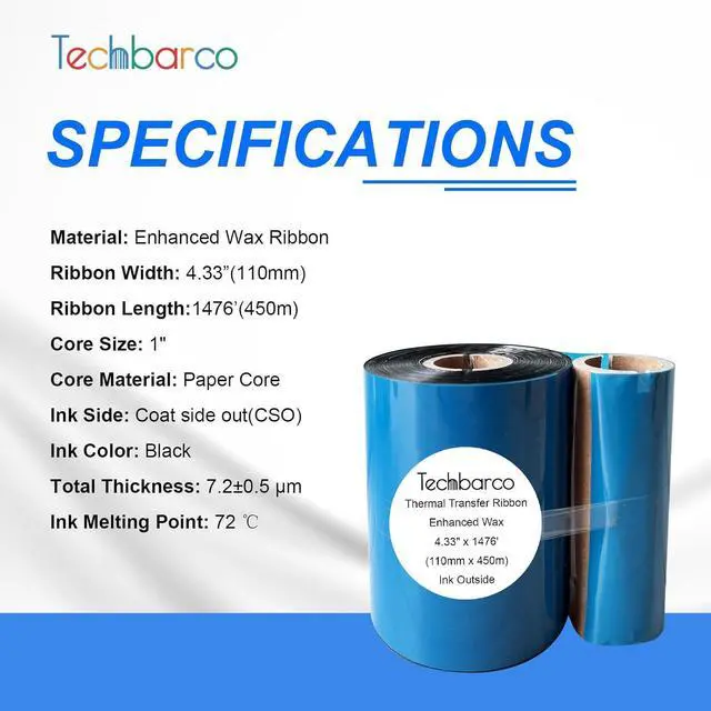 3 Rolls 4.33" x 1476'(110mmx450m) Premium Enhanced Wax Thermal Transfer ...