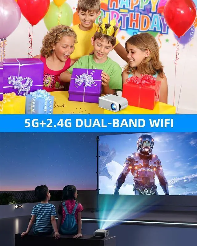 Mini Projector with WiFi and Bluetooth, Outdoor Portable Mini Projector ...