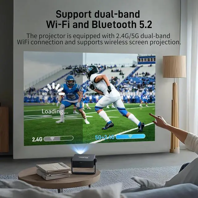 Mini Projector with WiFi 6 and Bluetooth 5.2, 500 ANSI Portable Movie ...