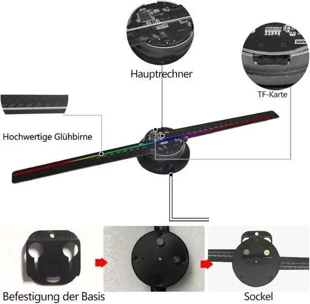 DIY Video Logo LED Neon Lights Rotating Display 3D Holographic ...