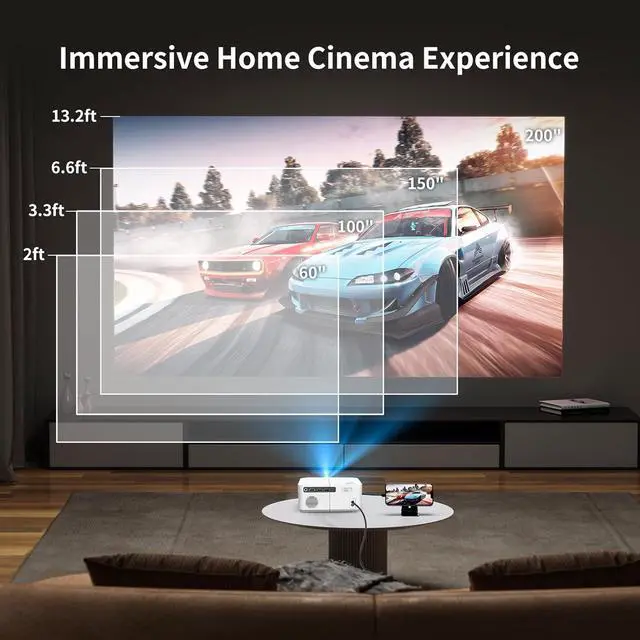 H80 Mini Projector 300ANSI Lumens Native 720P with Dual Band WIFI6 5G ...