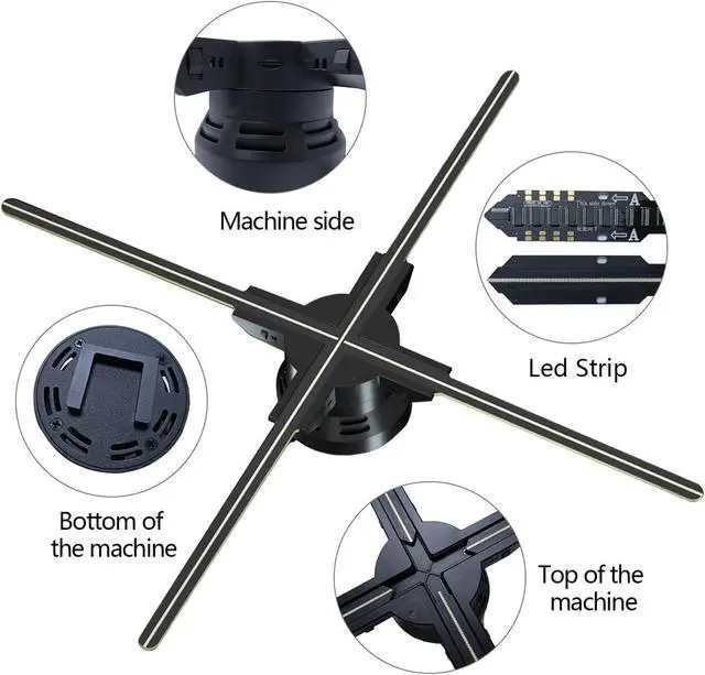 3D Hologram Fan, 23.6 Inches WiFi 3D Hologram Fan Control Fan Led ...