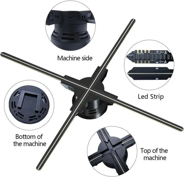 3D Hologram Fan, 20.5 Inches 3D Hologram Projector Advertising Display ...