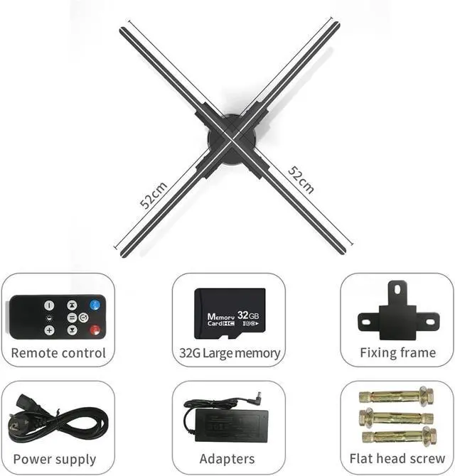 3D Hologram Fan, 20.5 Inches 3D Hologram Projector Advertising Display ...