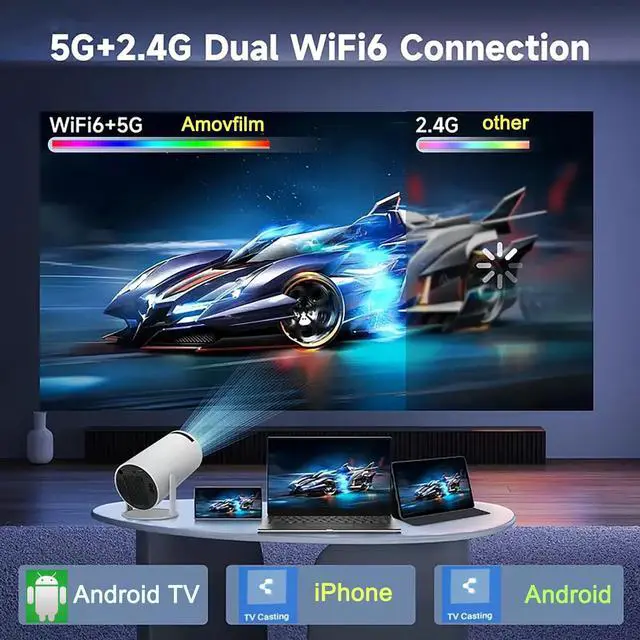 4k Smart Projector, Mini Projector with Wifi and Bluetooth Auto ...