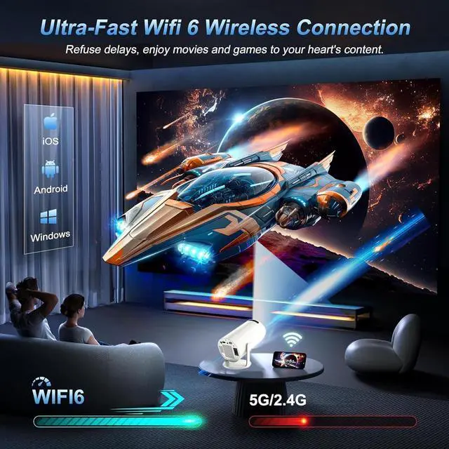 4k Smart Projector, Mini Projector with Wifi and Bluetooth Auto ...