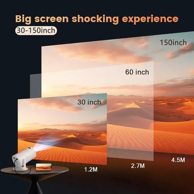 4k Smart Projector, Mini Projector with Wifi and Bluetooth Auto ...