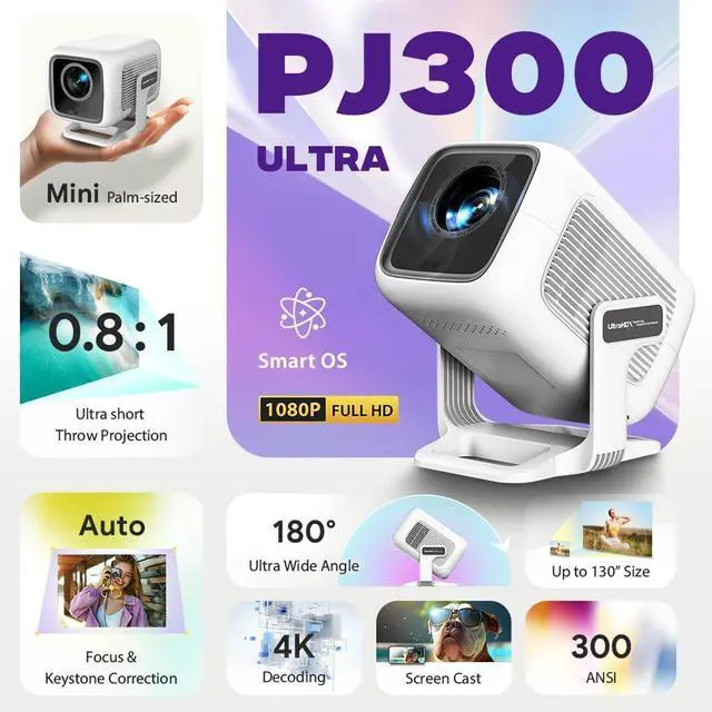 RT PJ300 Ultra LCD Mini Smart Portable 4K Supported 1080P Movie ...
