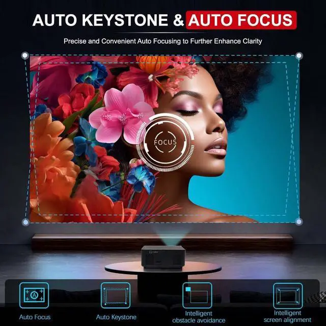[1000 ANSI & Auto Focus] Projector with WiFi and Bluetooth, Native ...