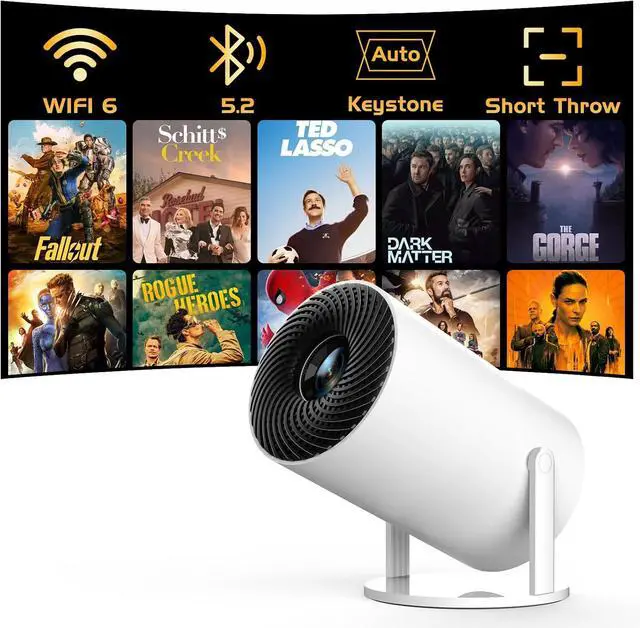 [Electronic Focus with Short Throw] PANSEBA Mini Projector with WiFi 6 ...