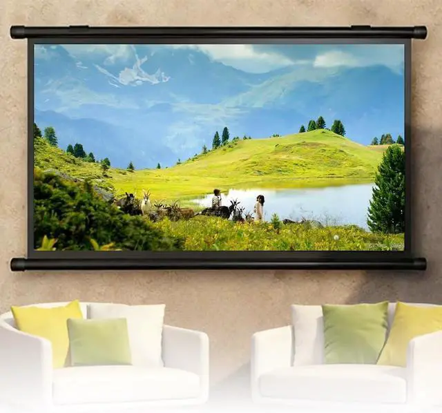 Manual Projector Screen 60 72 Inch Wall Mounted Video Projection Screen ...