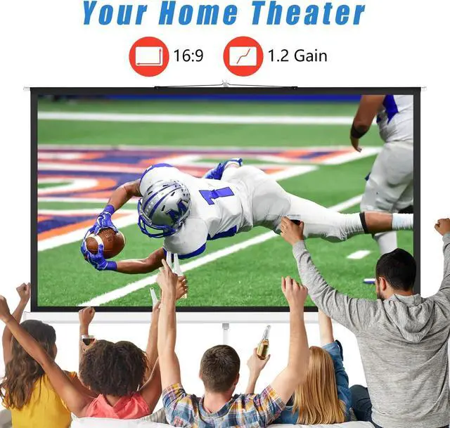 Projector Screen with Stand 108-INCH Indoor Outdoor 16:9 1.2 Gain PVC ...