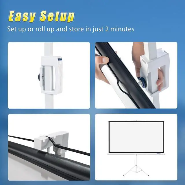 Projector Screen with Stand 108-INCH Indoor Outdoor 16:9 1.2 Gain PVC ...