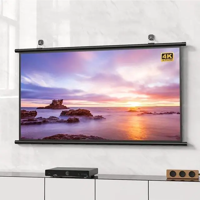 Home Theater Projector Screen HD 3D 4K Movie Screen Manual Pull Down 30 ...