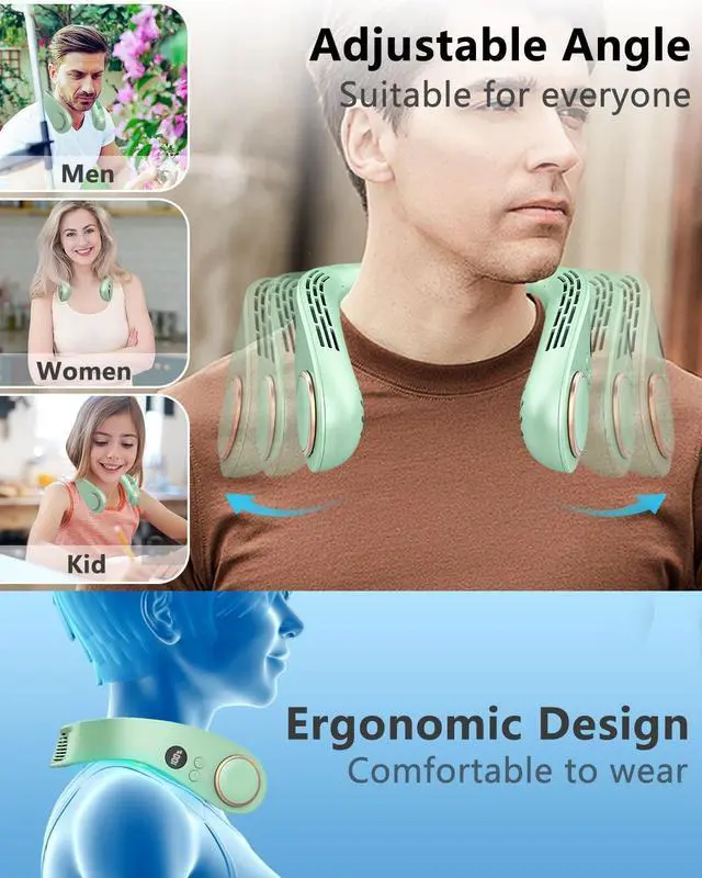 Portable Air Conditioner Fan,Bladeless Electric Cooling Neck Fan USB ...