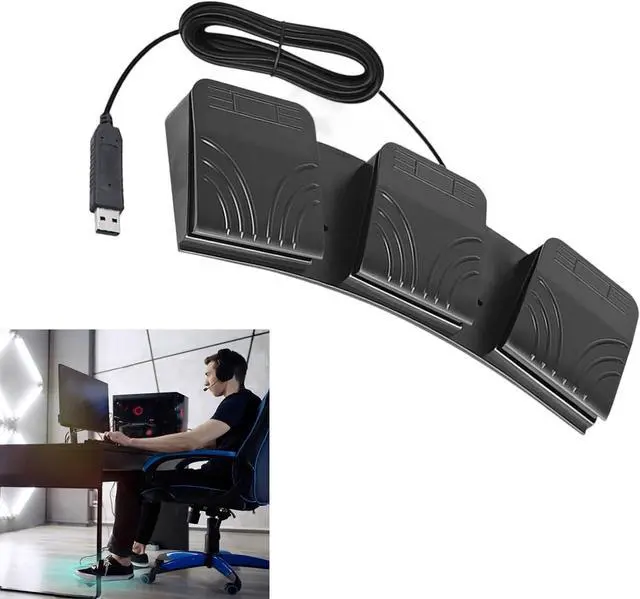 3 USB Foot Pedal Programmable Keyboard Action Command Game Factory ...
