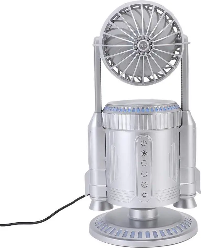 Mist Spray Desk Fan Small Quiet 5000RPM Turbine Cooling Rocket Shaped ...