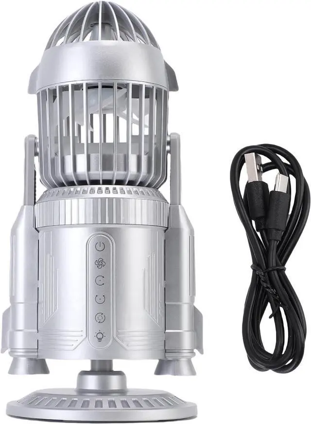 Mist Spray Desk Fan Small Quiet 5000RPM Turbine Cooling Rocket Shaped ...