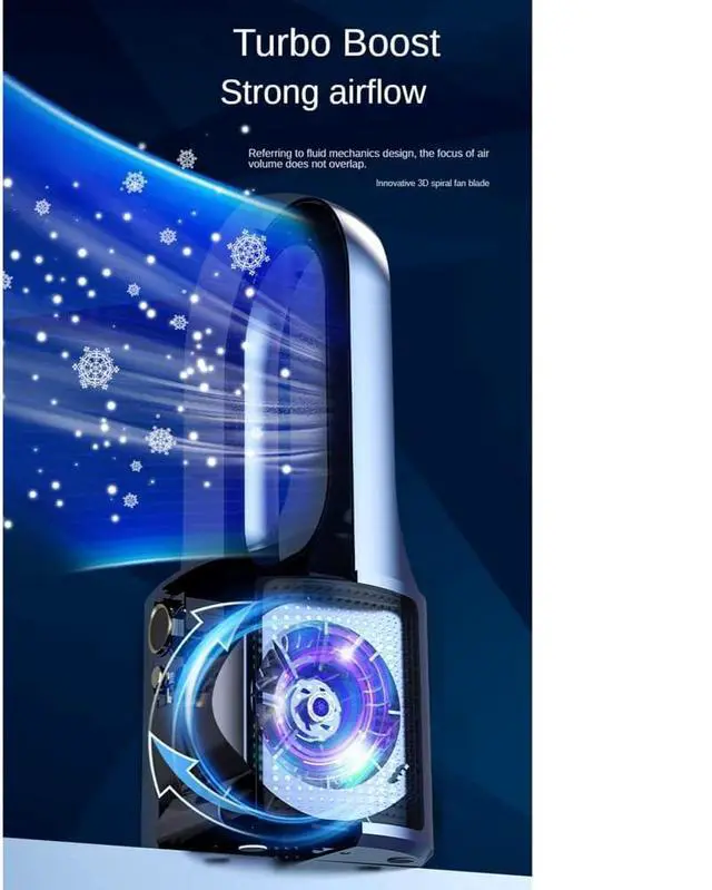 Household Desk Turbo Bladeless Electric Fan USB Rechargeable Silent ...
