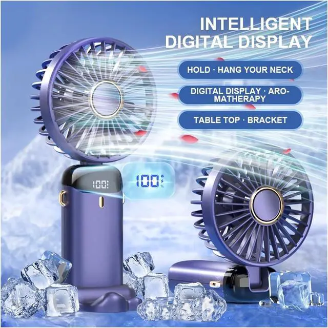 USB Handheld Mini Fan Foldable Portable Neck Hanging Fans 5 Speed ...