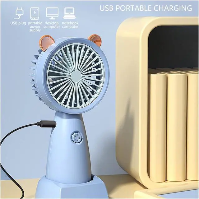 Portable USB Chargeable Mini Fan Handheld Fans With Base Summer Outdoor ...