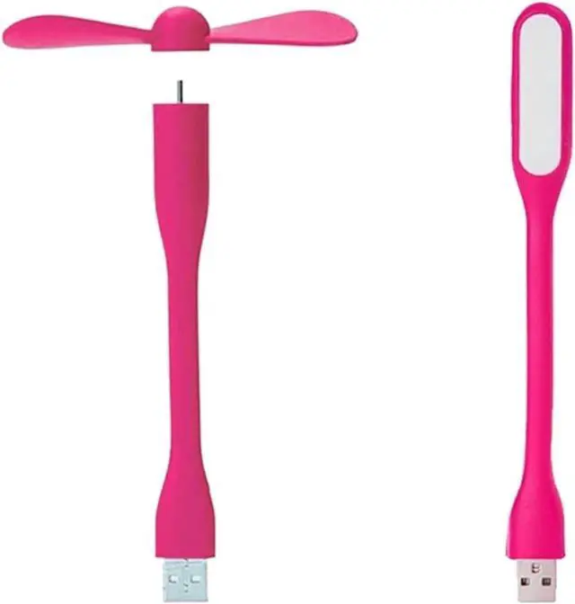 Mini USB Fan Flexible Bendable Cooling Portable And LED Light Lamp For ...