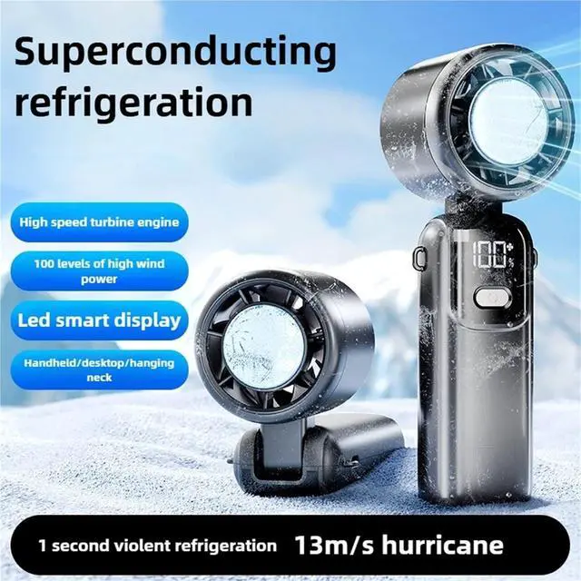 Mini Handheld Fan, 100-Speed Ice-Ceramic Cooling Fan Foldable & 90 ...