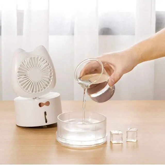USB Portable Cute Humidification Fan, Handheld Rechargeable Fan with ...
