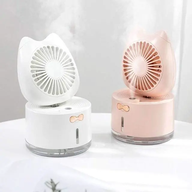 USB Portable Cute Humidification Fan, Handheld Rechargeable Fan with ...