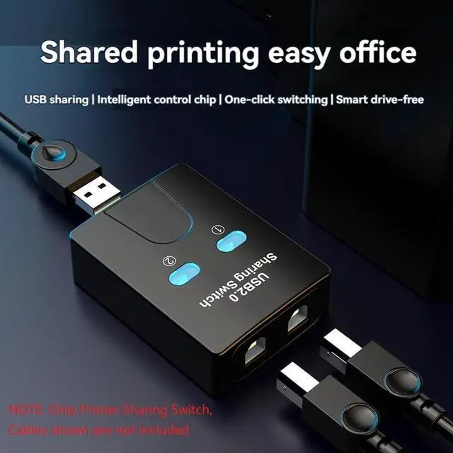 2 Ports USB2.0 Hub USB Switch Printer Sharer Two Computers Share A USB ...
