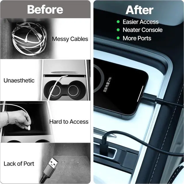 VIJIM Tesla USB Hub for Model Y 2021-2024 Model 3 2021-2023 Center ...