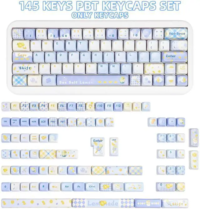 TIMSEKER Baby Blue PBT Keycaps Set - Cute Custom FOA Profile, 5 Side ...