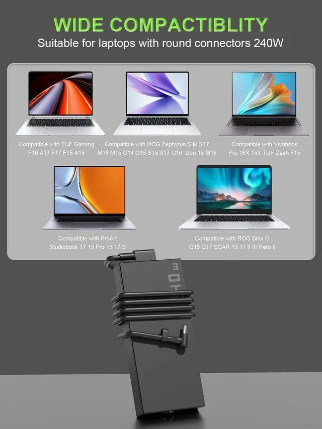 240W Charger Compatible with Asus TUF F17 F16 F15 A17 A15 Vivobook Pro ...
