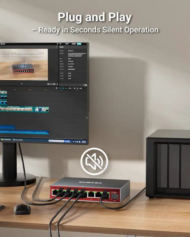8-Port 2.5Gb Switch with 10Gb SFP+ Port, Unmanaged Multigig Ethernet ...