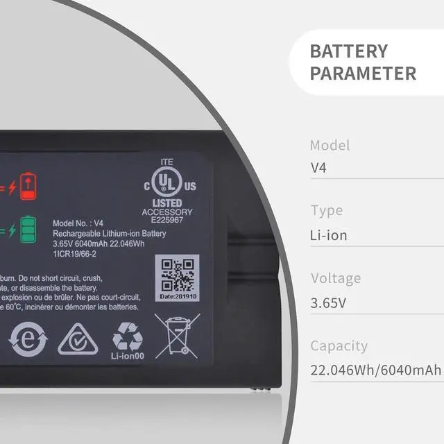 4-Pack 6040mAh Battery Replacement For Ring-Doorbell Camera 1/2/3/4/3 ...