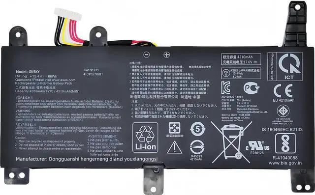 66Wh C41N1731-1 Battery Replacement for Asus ROG Strix GL504,GL504G ...
