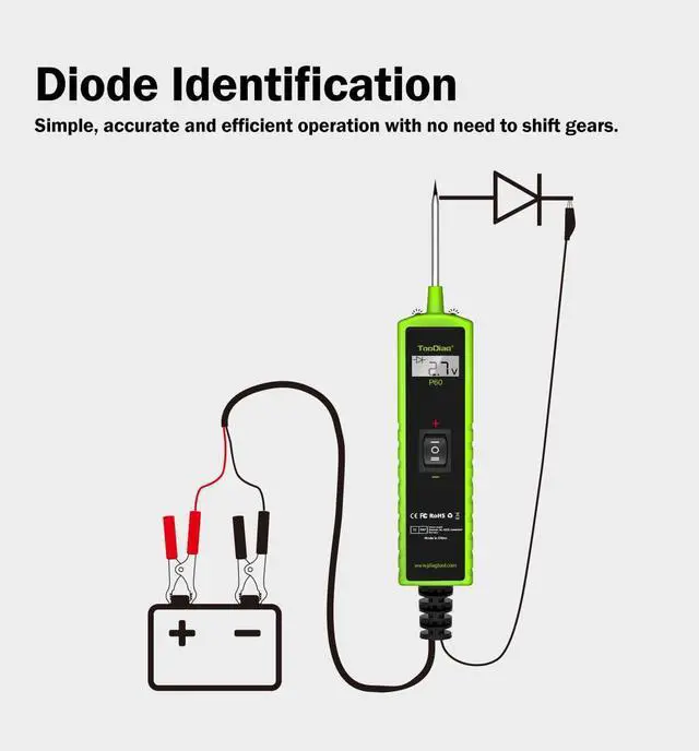 TopDiag P60 Probe Tester, Automotive Circuit Test, with AC/DC Voltage ...