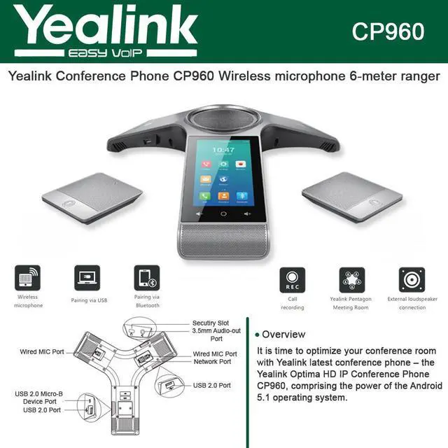 Yealink - CP960 - Yealink CP960 IP Conference Station - Desktop - VoIP ...