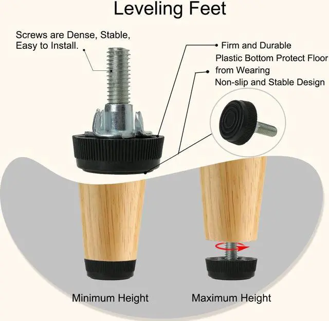 M8 x 28 x 30mm Leveling Feet Adjuster Pad with T-nuts for House Table ...