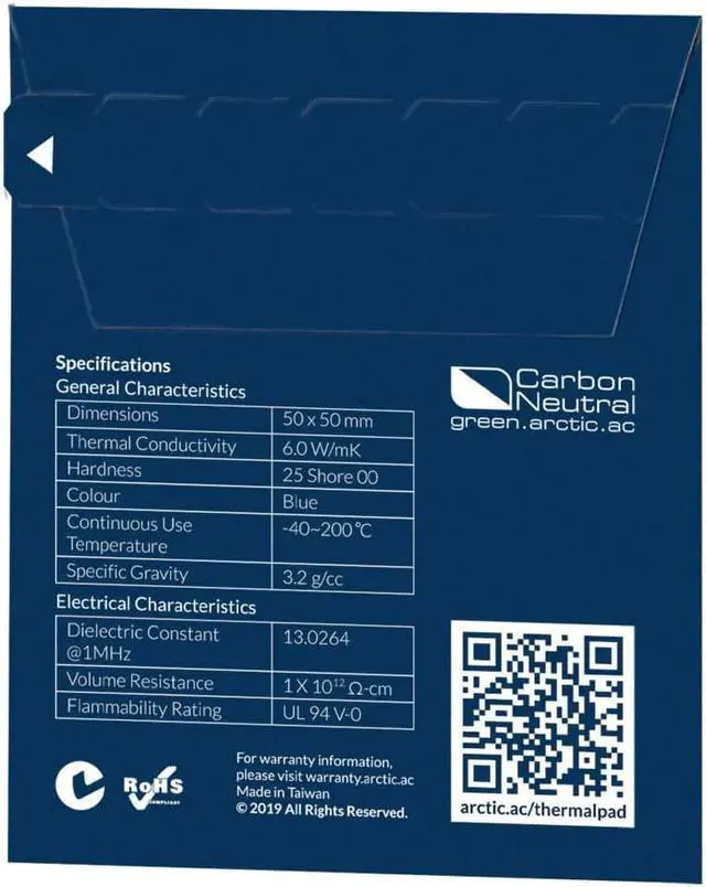 ARCTIC Thermal Pad 50 x 50 x 1.5 mm (Pack of 1) - Thermal Compound for ...