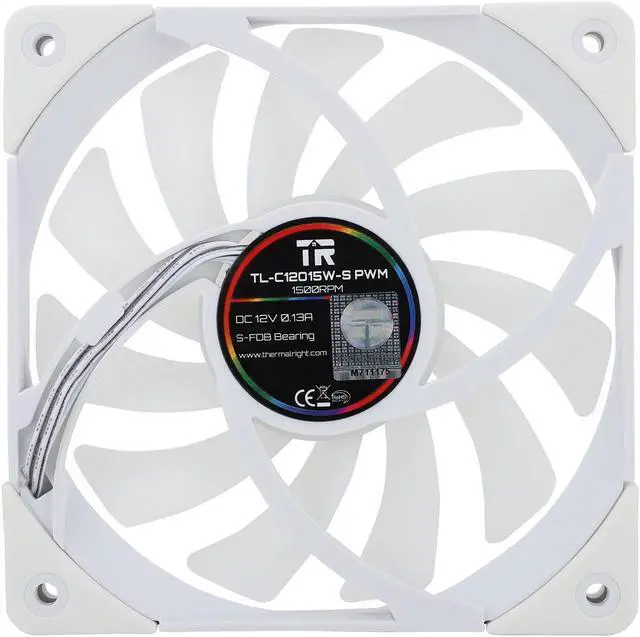 Thermalright TL-C12015W-S 120mm White Slim Fan, 5V ARGB Lighting, PWM Control, 1500RPM, Balance ...