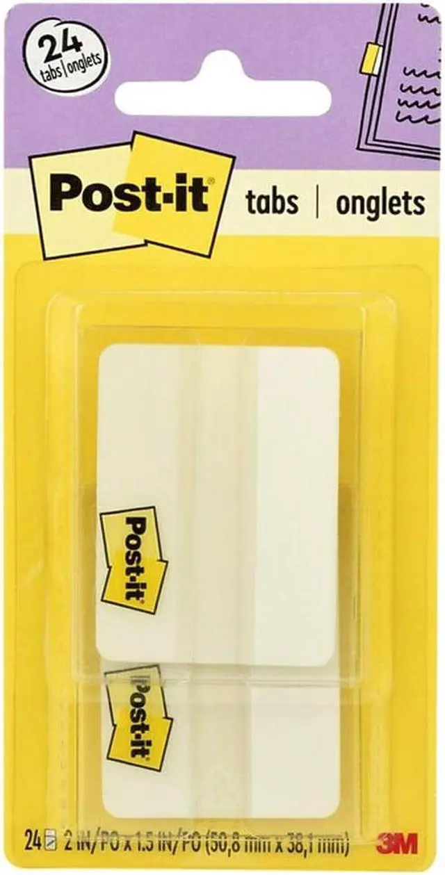 Post-it Durable Tabs 2" Wide Solid White 24 Tabs/Pack (686-24WE) 867132 ...