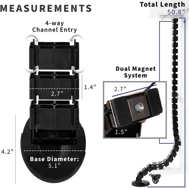 VIVO Magnetic Vertebrae Cable Management Height Adjustable Desk Wire ...