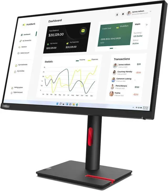 Lenovo T23i-30 63B2MAT6US 23" Monitor, 60Hz Refresh Rate, 4 ms response ...