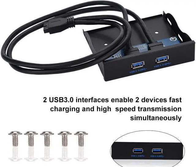 USB Front Panel, ASHATA USB 3.0 Floppy Front Panel with 2-Port,3.5 ...