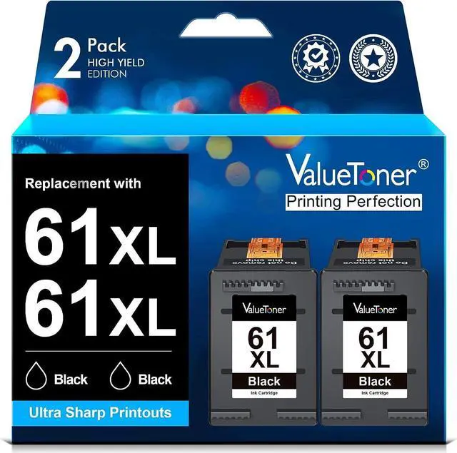 Valuetoner Remanufactured Ink Cartridges Replacement 61XL 61 XL to use with Envy 4500 Deskjet 1000 1056 1510 1512 1010 1055 OfficeJet 4630 Printer 2 Black Newegg