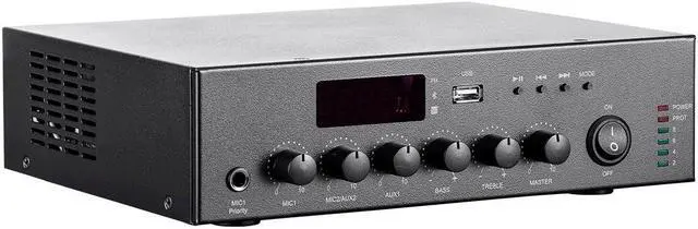 Monoprice Commercial Audio 60W 3ch 100/70V Mixer Amp with Built-in MP3 ...