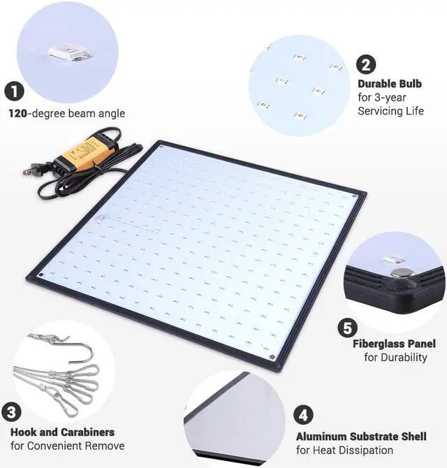 4x 225 Quad-band LED Grow Light Panel Blue Red Orange White Hydroponic ...