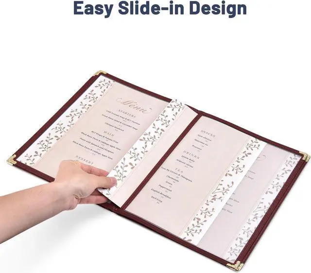 20pcs Restaurant Menu Cover Foldable 8.5X11 Burgundy Trim 4 Page 8 View ...
